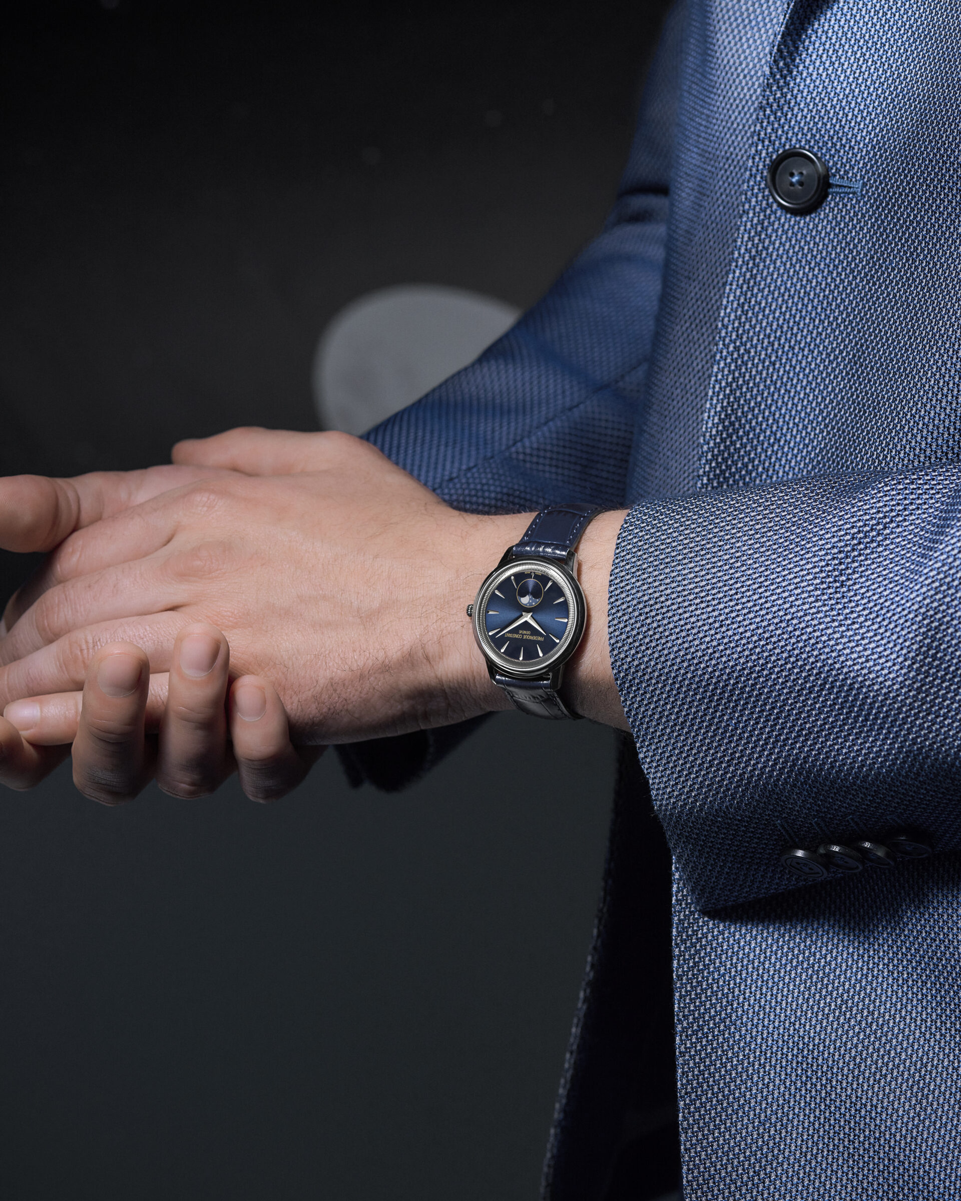 Frederique Constant Blue Unisexs Analogue Watch Moneta Moonphase FC ...